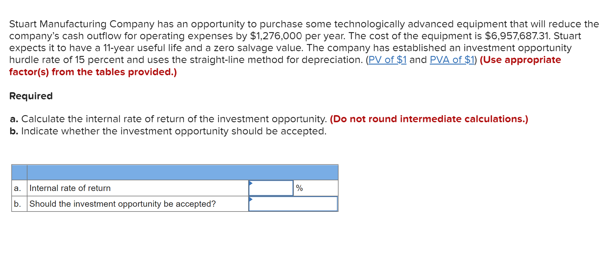 Solved Stuart Manufacturing Company has an opportunity to | Chegg.com