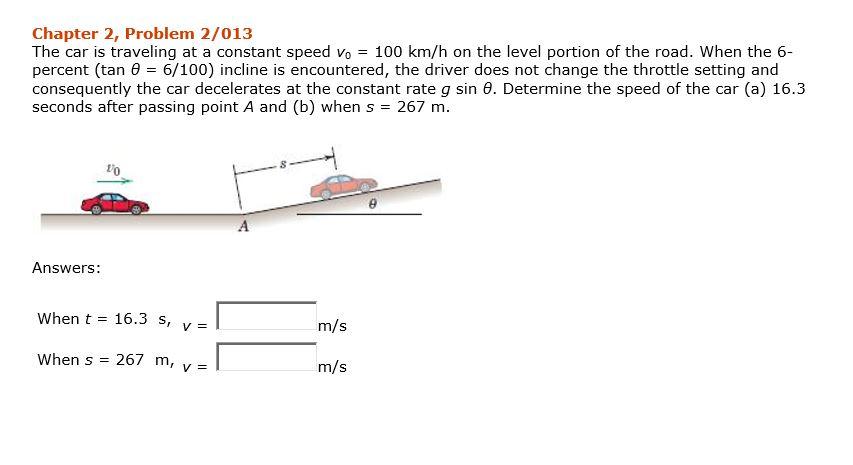 Solved Chapter 2, Problem 2/013 The car is traveling at a | Chegg.com
