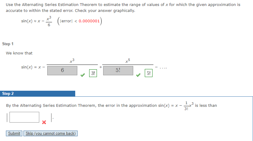 Alternating Series Estimation Theorem Alternating Series Estimation Theorem