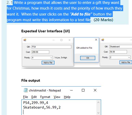 Solved Write a program that allows the user to enter a gift | Chegg.com
