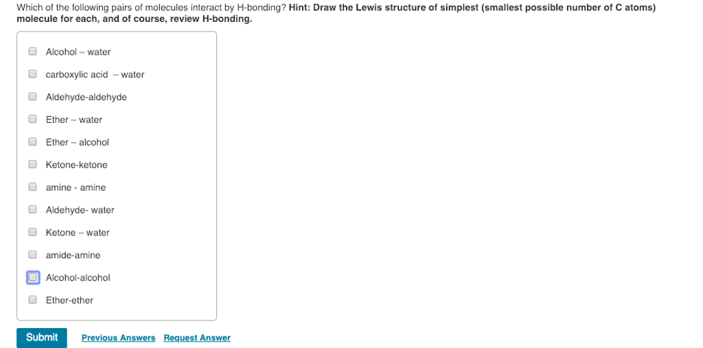 Solved Which of the following pairs of molecules interact by | Chegg.com