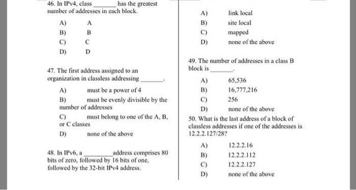 Solved Note: Choose the correct answer 1. Identify the class | Chegg.com