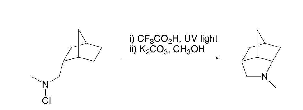 Solved i) CF3CO2H, UV light ii) K2CO3, CH3OH -N N CI | Chegg.com