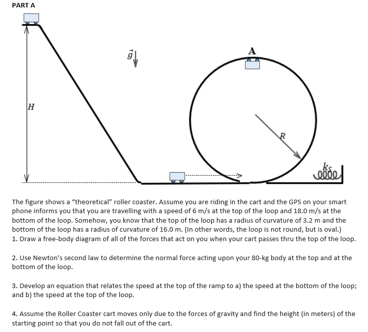 Solved The figure shows a "theoretical" roller coaster. | Chegg.com