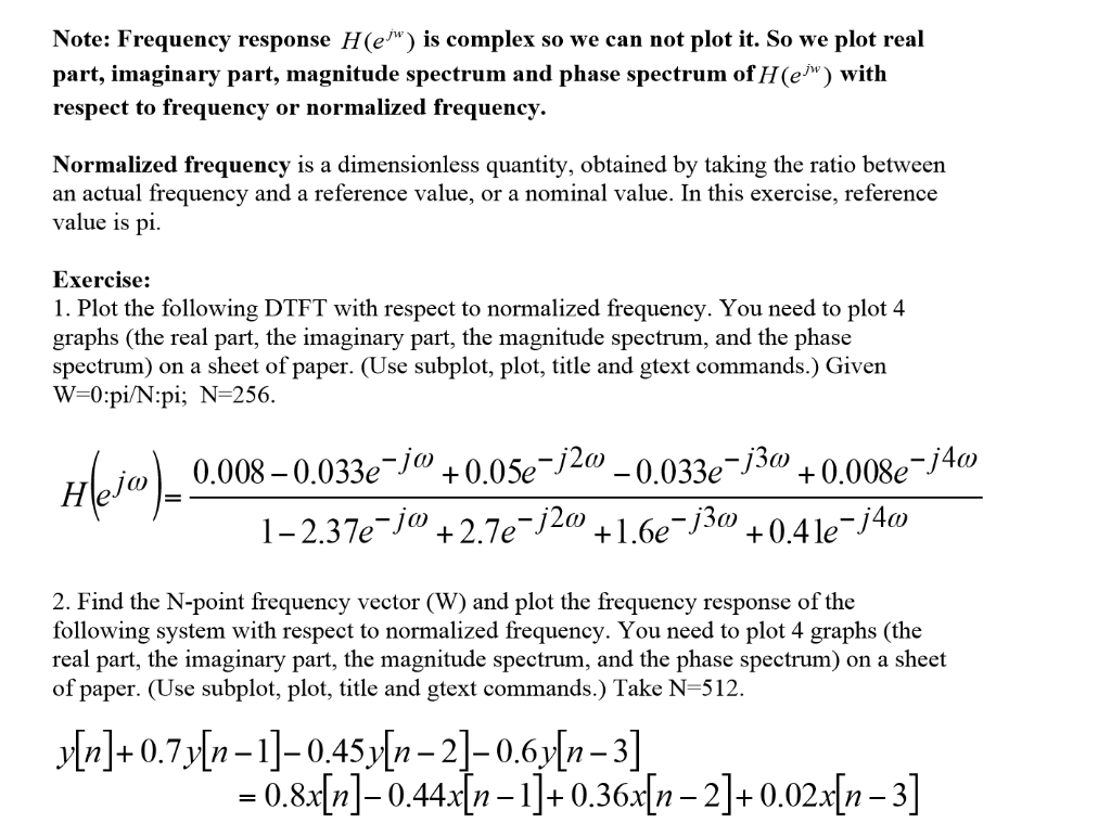 Solved Objective: The function freqz can be used to compute | Chegg.com