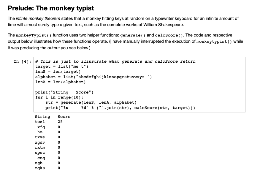 Prelude: The monkey typist The infinte monkey theorem | Chegg.com