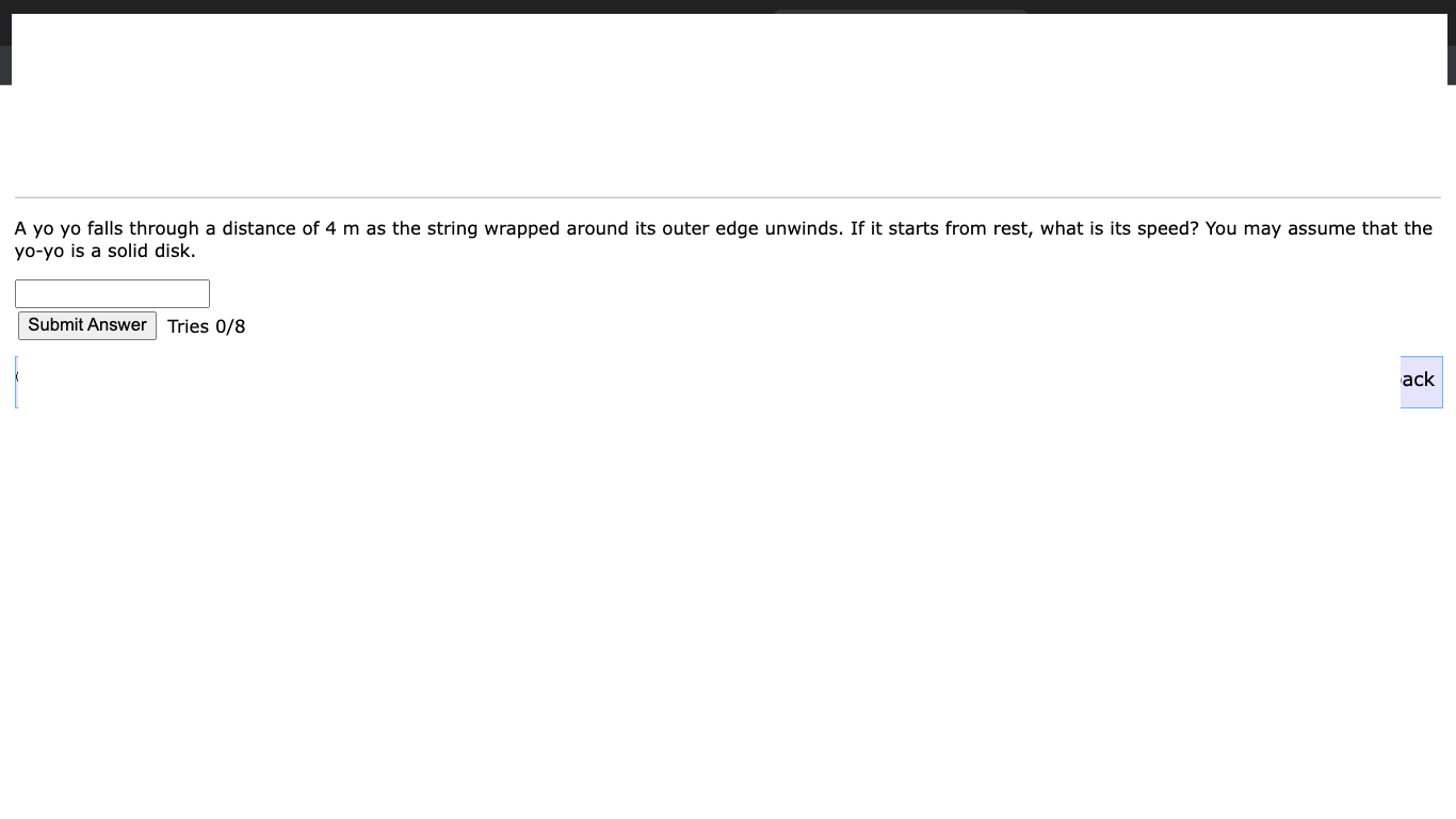 Solved A yo yo falls through a distance of 4 m as the string | Chegg.com