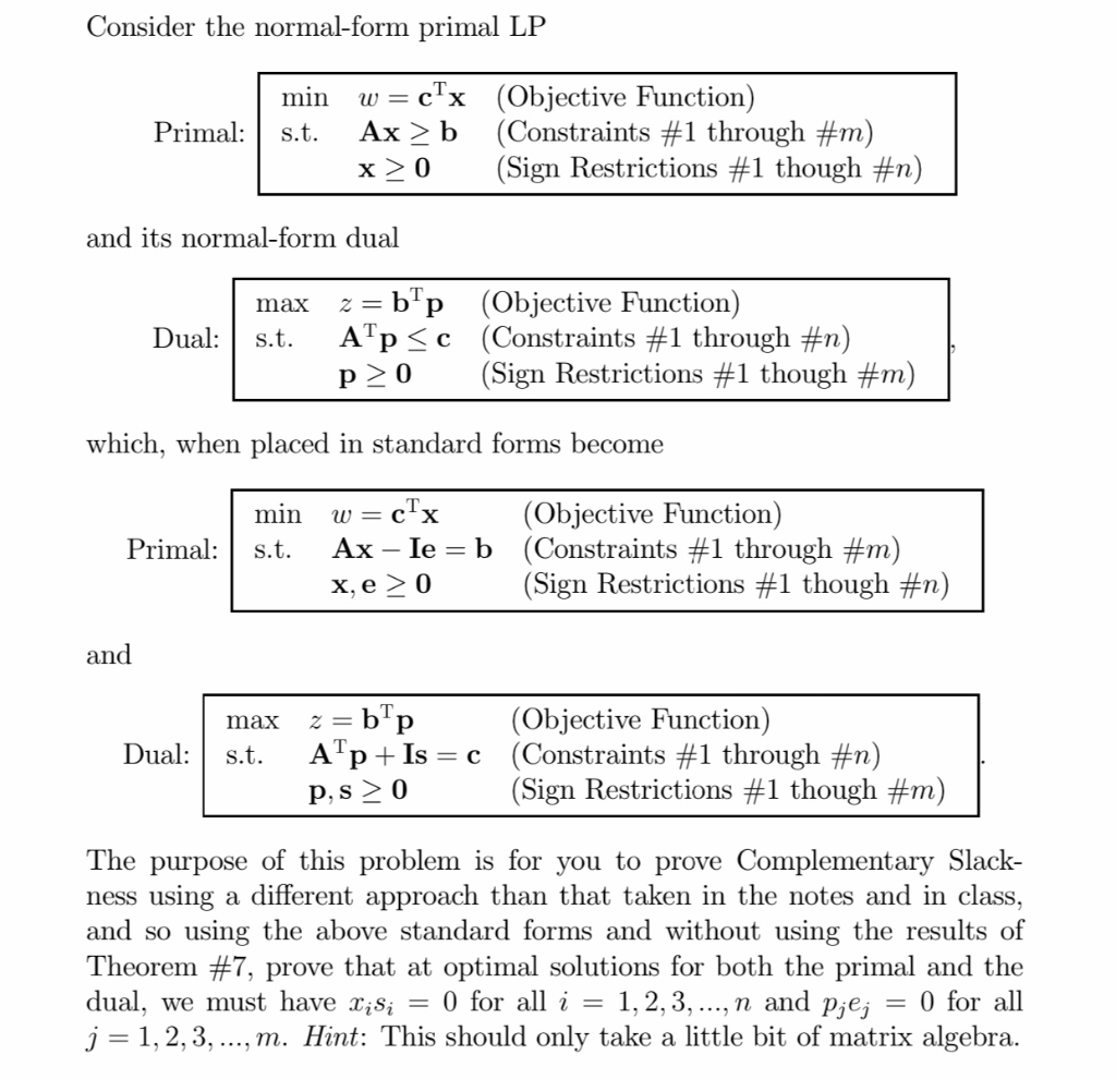 Consider the normal-form primal LP | min Primal: s.t. | Chegg.com