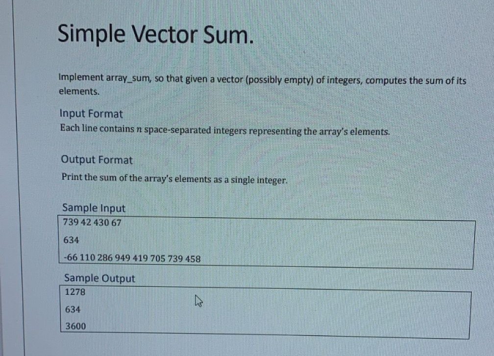 Solved Simple Vector Sum to solve using scala Implement | Chegg.com Solved Simple Vector Sum to solve using scala Implement | Chegg.com