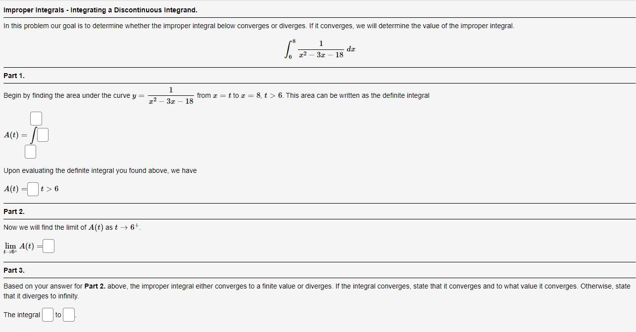 Solved Improper Integrals - Integrating a Discontinuous | Chegg.com