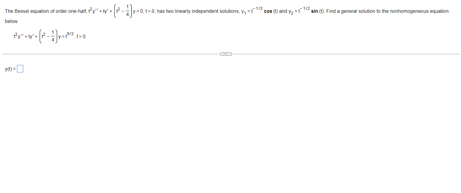 Solved The Bessel equation of order one-half, | Chegg.com