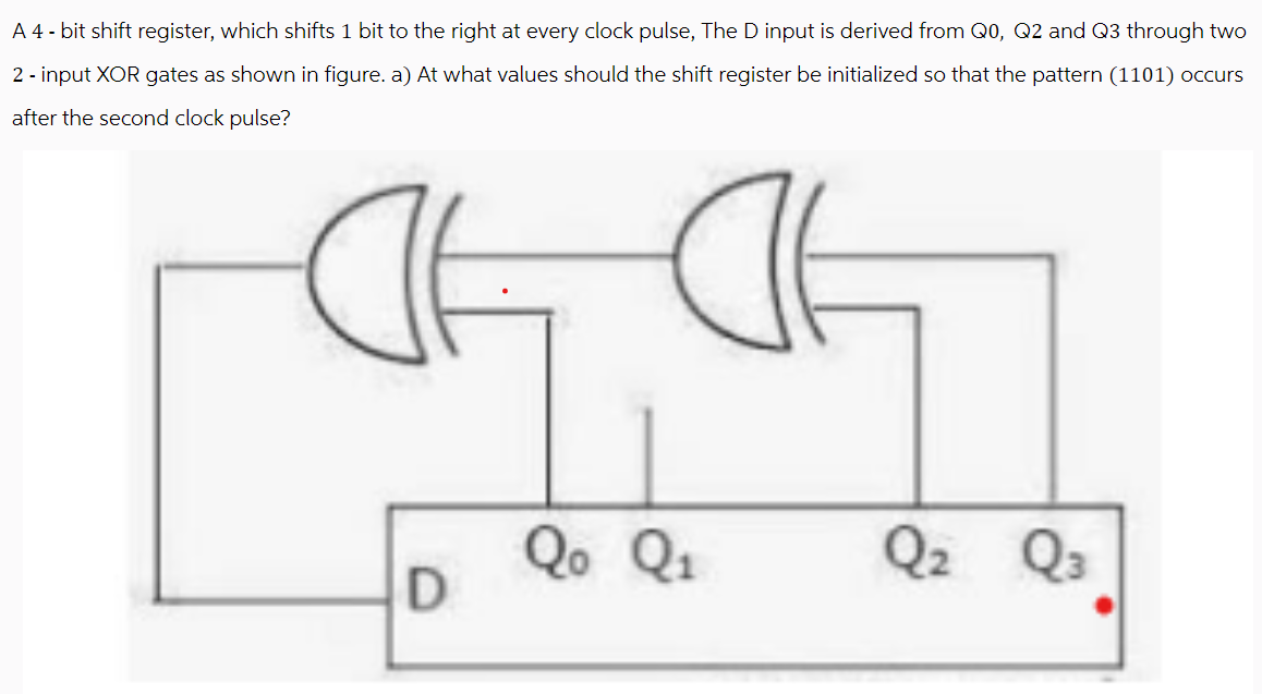 A 4 - ﻿bit shift register, which shifts 1 ﻿bit to the | Chegg.com