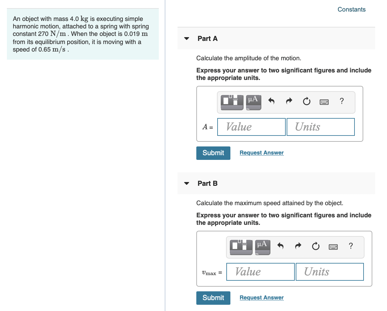 Solved Constants An object with mass 4.0 kg is executing | Chegg.com