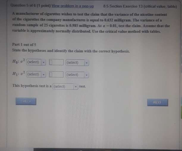 Solved Question 5 of 6 (1 point) View problem in a pop-up8.5 | Chegg.com