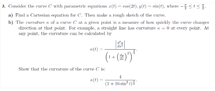 Solved 3. Consider the curve C with parametric equations | Chegg.com