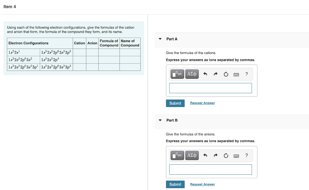 Solved Item 4 Using each of the following electron | Chegg.com