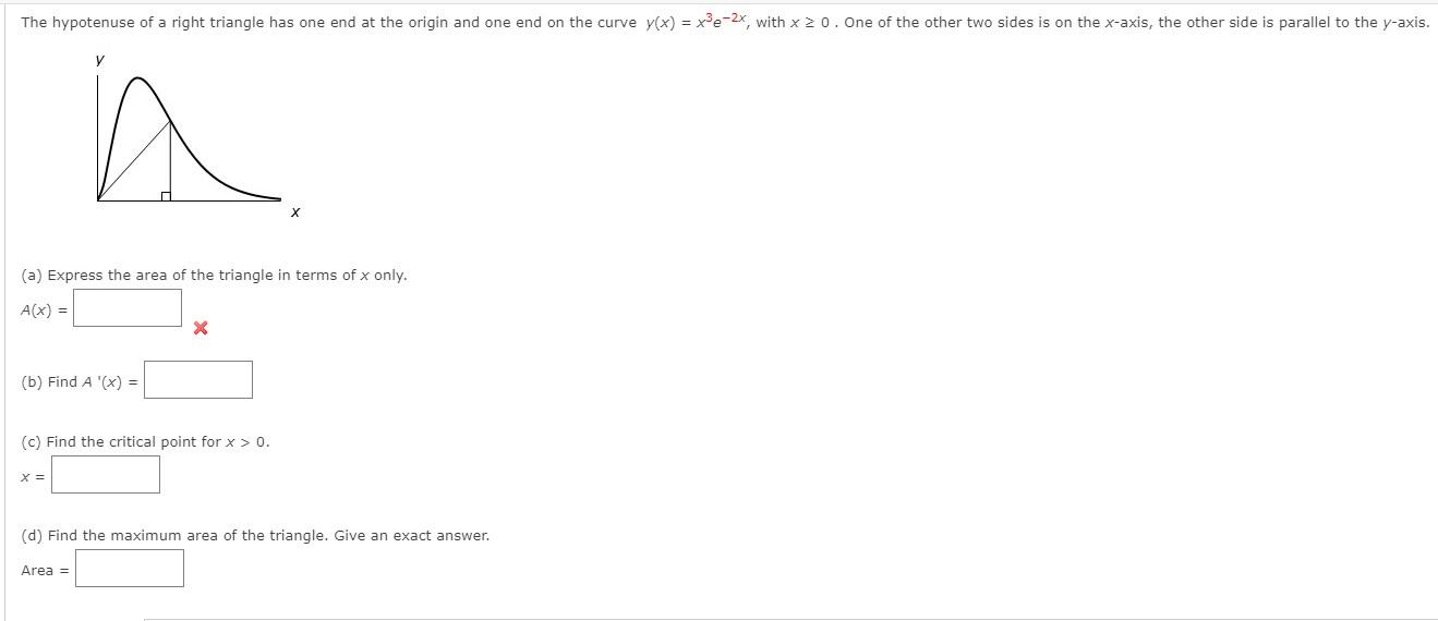 Solved The hypotenuse of a right triangle has one end at the | Chegg.com