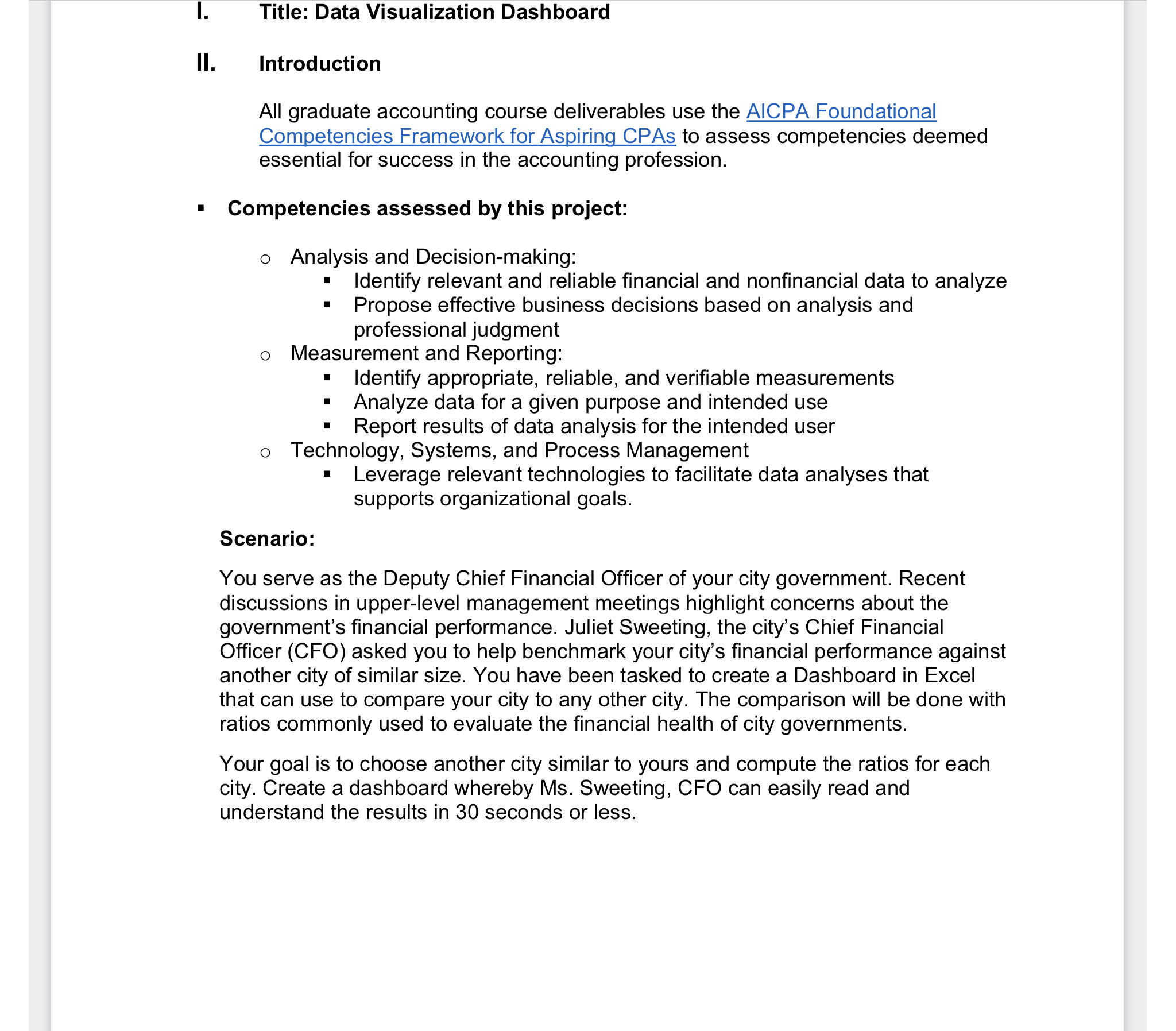 I. Title: Data Visualization Dashboard II. | Chegg.com