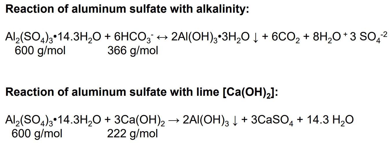 Solved Reaction of aluminum sulfate with alkalinity: | Chegg.com