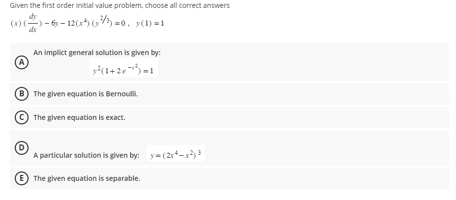 Solved Given The First Order Initial Value Problem Choose 