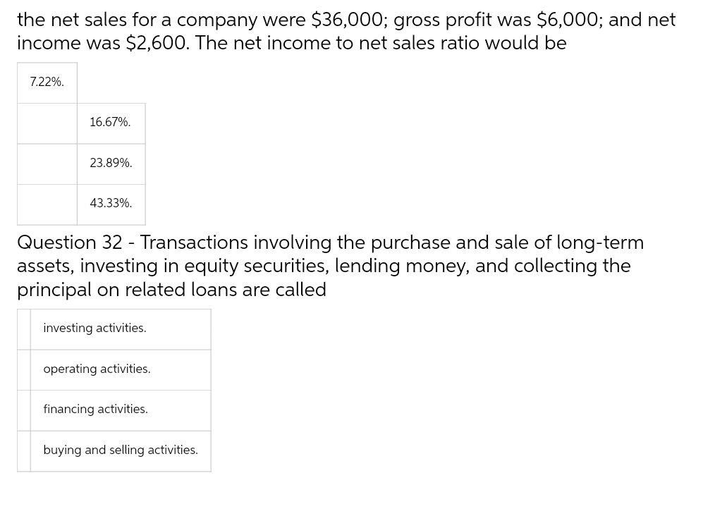 Solved the net sales for a company were $36,000; gross | Chegg.com