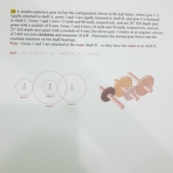 Solved (4) A double-reduction gear set has the configuration | Chegg.com
