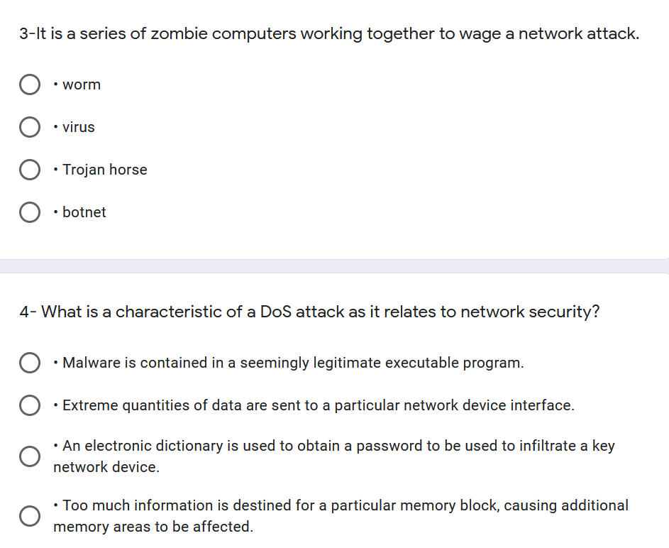 Solved 3-It is a series of zombie computers working together | Chegg.com