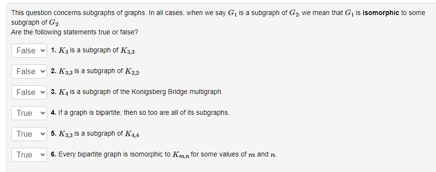 Solved This question concerns subgraphs of graphs. In all | Chegg.com