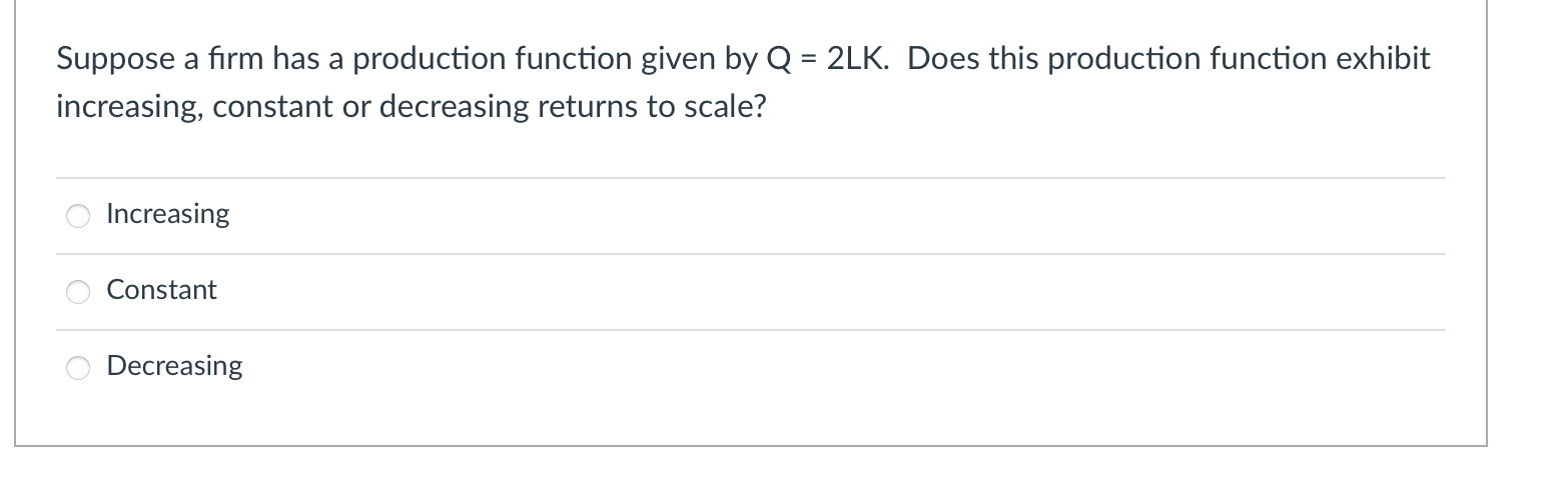 Solved Suppose a firm has a production function given by | Chegg.com