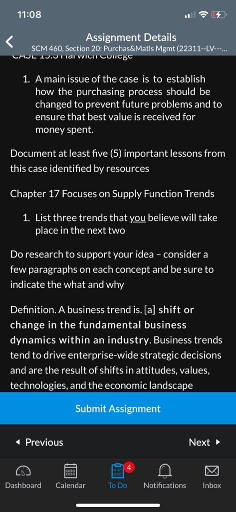 Solved Assignment Details SCM 460, Section 20: | Chegg.com