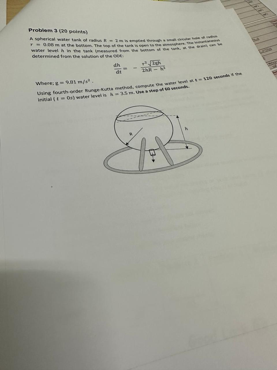 Solved Problem 3 ( 20 points) A spherical water tank of | Chegg.com