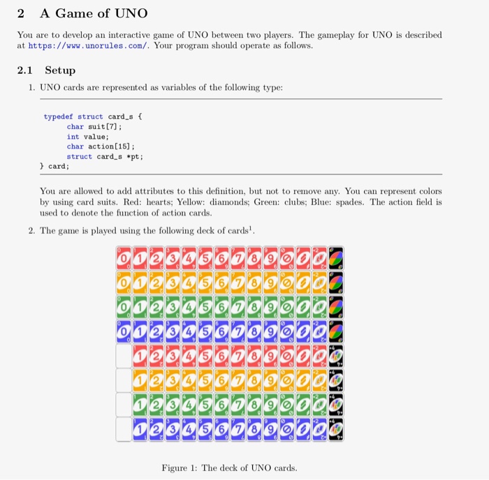2 A Game of UNO You are to develop an interactive | Chegg.com