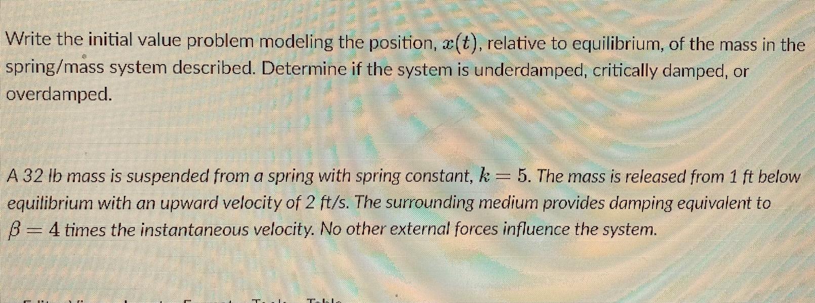 Solved Write the initial value problem modeling the | Chegg.com