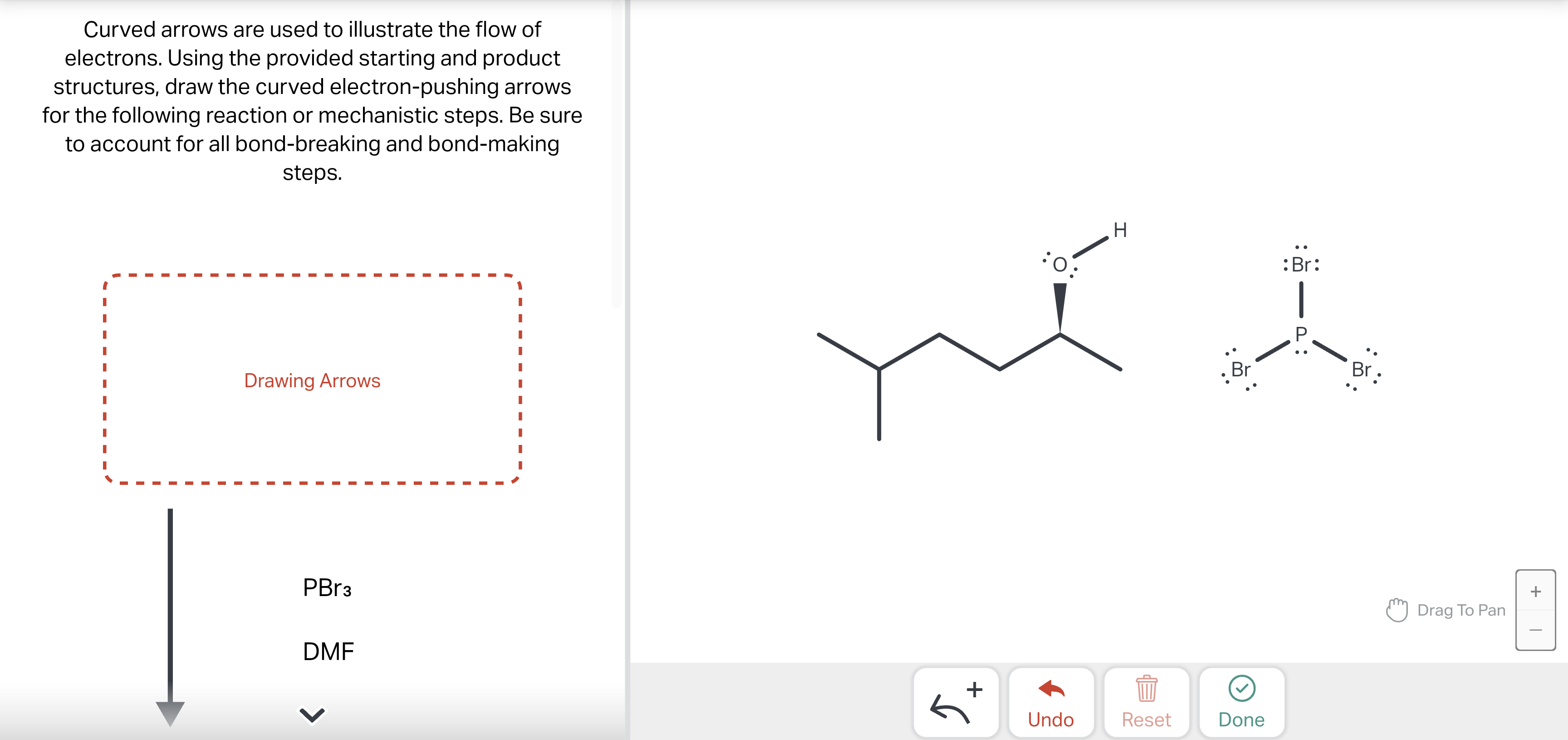 Solved Hello, I need help drawing the electron-pushing arrow | Chegg.com
