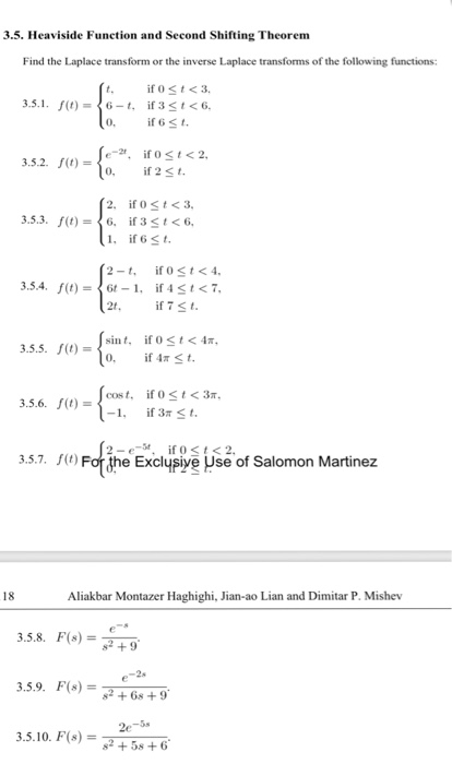 Solved 3.5. Heaviside Function and Second Shifting Theorem | Chegg.com