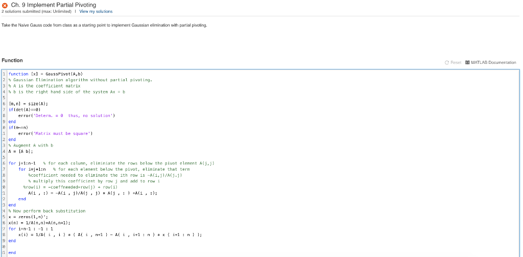 Ch. 9 Implement Partial Pivoting 2 solutions | Chegg.com