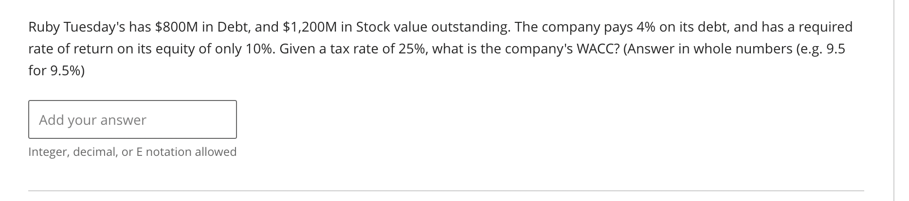 Solved Ruby Tuesday's has \( \$ 800 \mathrm{M} \) ﻿in Debt, | Chegg.com