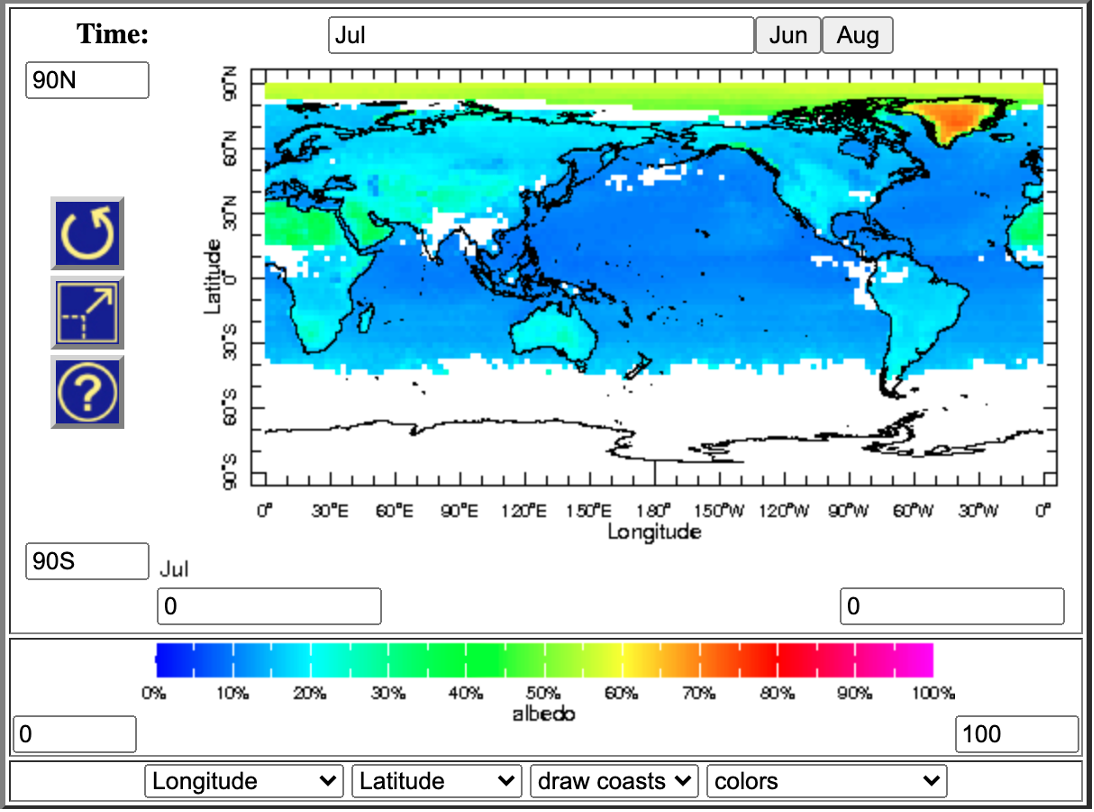 Solved Map that shows the albedo of the world in the month | Chegg.com