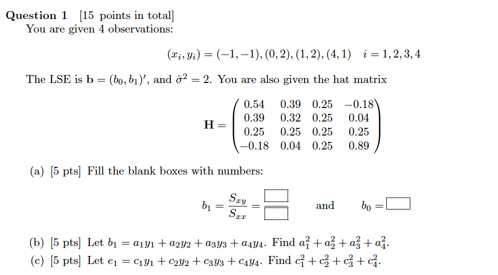 Solved These are some problems in regression analysis, and I | Chegg.com