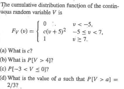 Solved The cumulative distribution function of the | Chegg.com