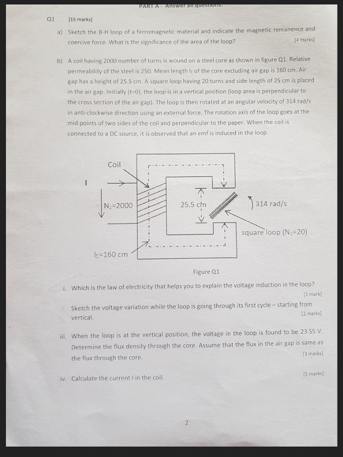 Solved PARTA- Answer questo Q1 (15 marks) a) Sketch the B H | Chegg.com