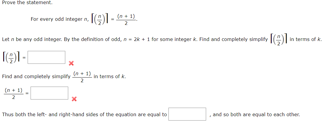 Solved Prove the statement. n + 1) For every odd integer n, | Chegg.com