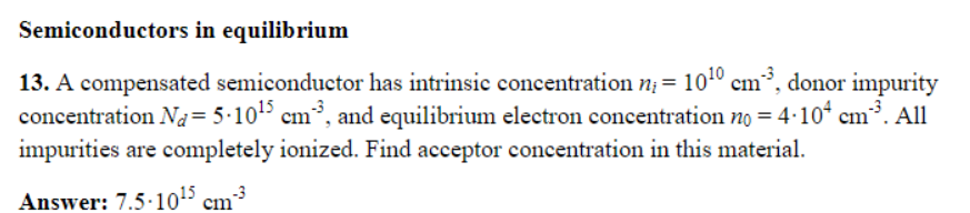Solved Semiconductors in equilibrium 13. A compensated | Chegg.com