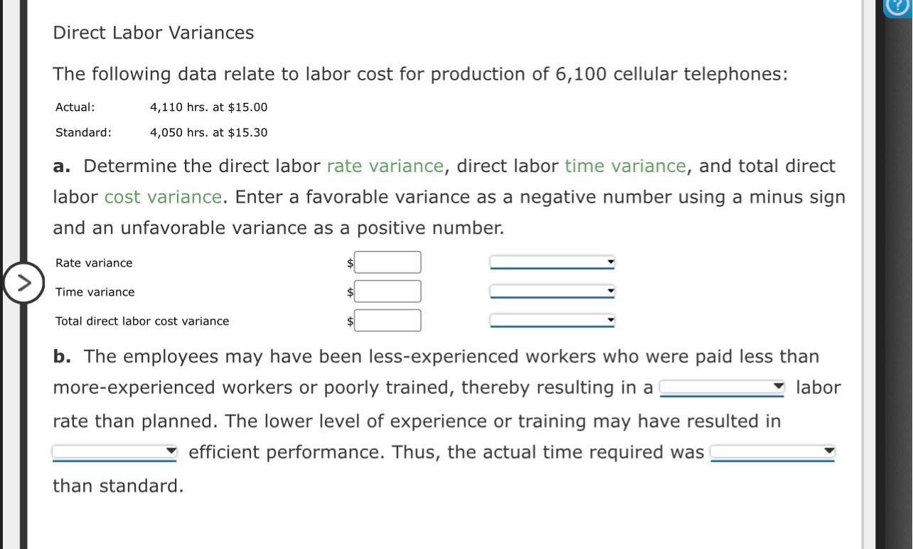 Solved Direct Labor Variances The following data relate to | Chegg.com