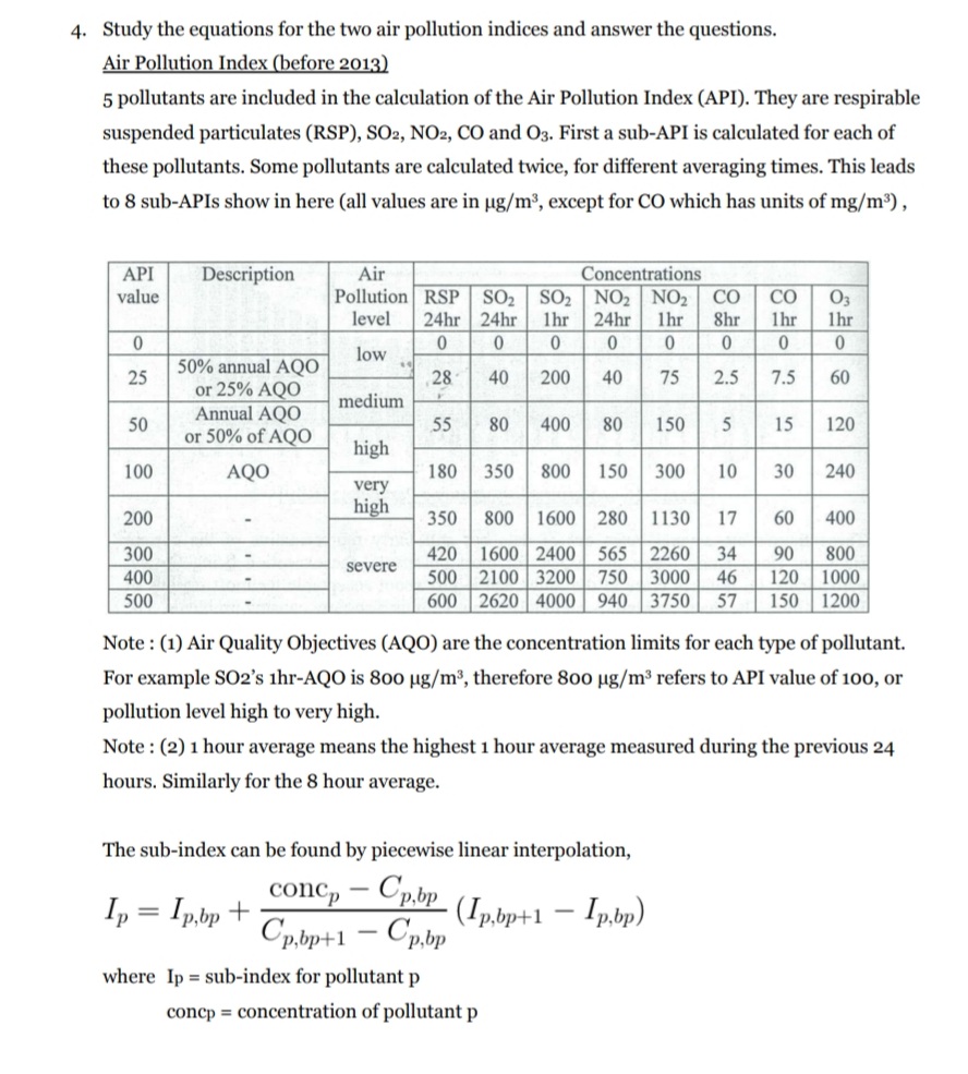 Solved 4. Study the equations for the two air pollution | Chegg.com