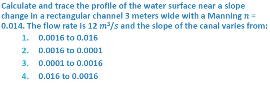 Solved Calculate and trace the profile of the water surface | Chegg.com