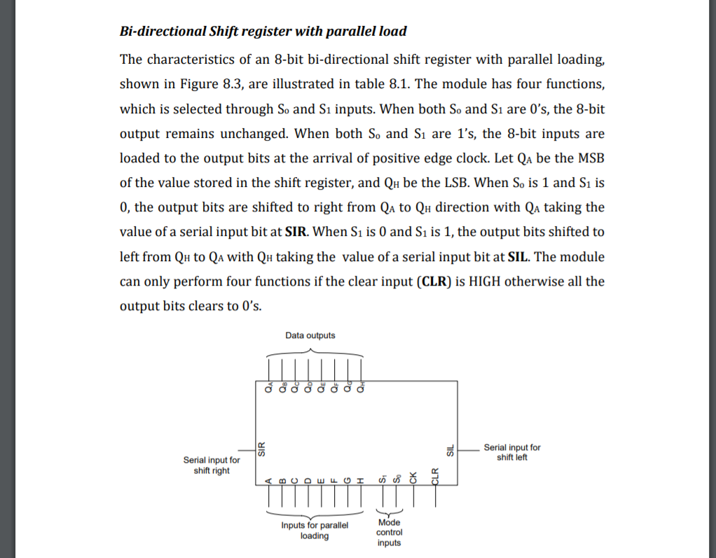 Solved Bi-directional Shift register with parallel load The | Chegg.com