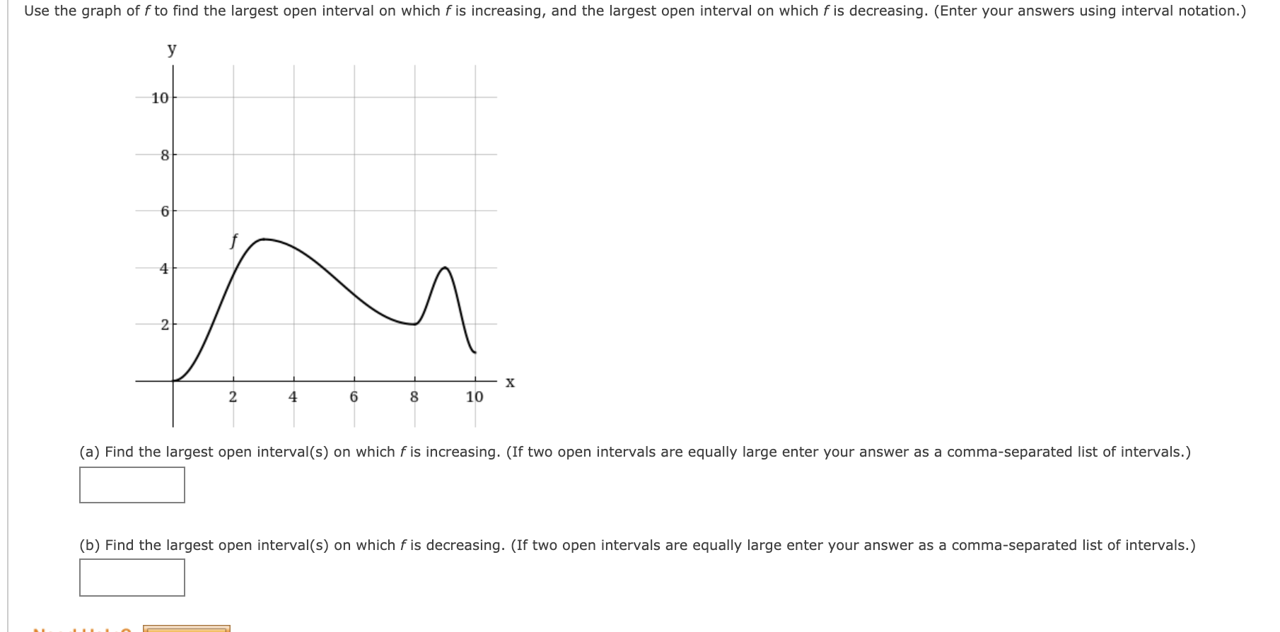 Solved Use the graph of f to find the largest open interval | Chegg.com