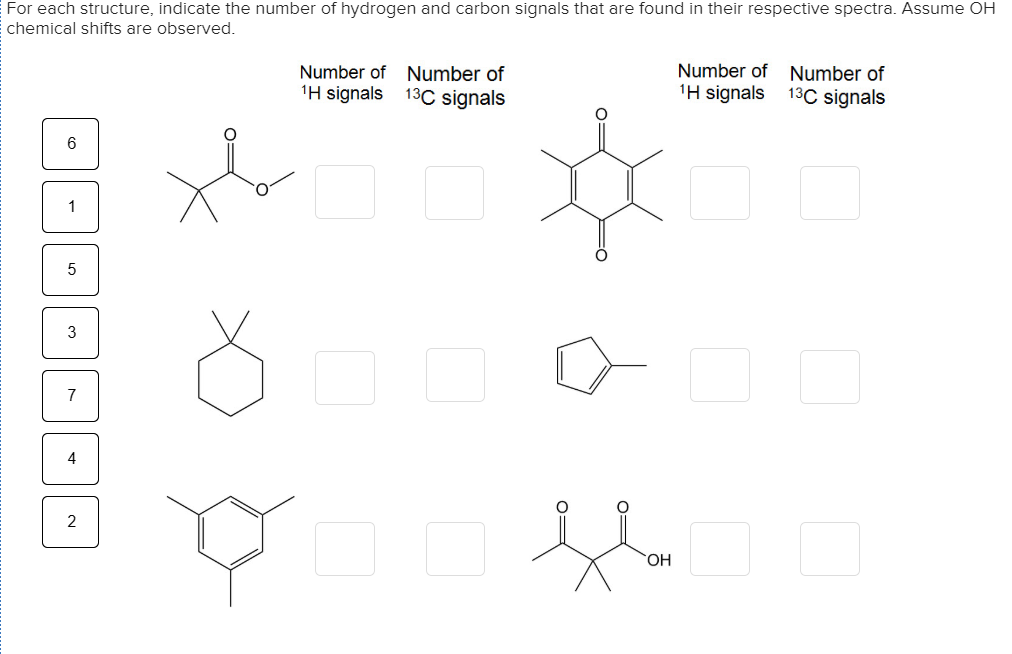 Solved For each structure, indicate the number of hydrogen | Chegg.com