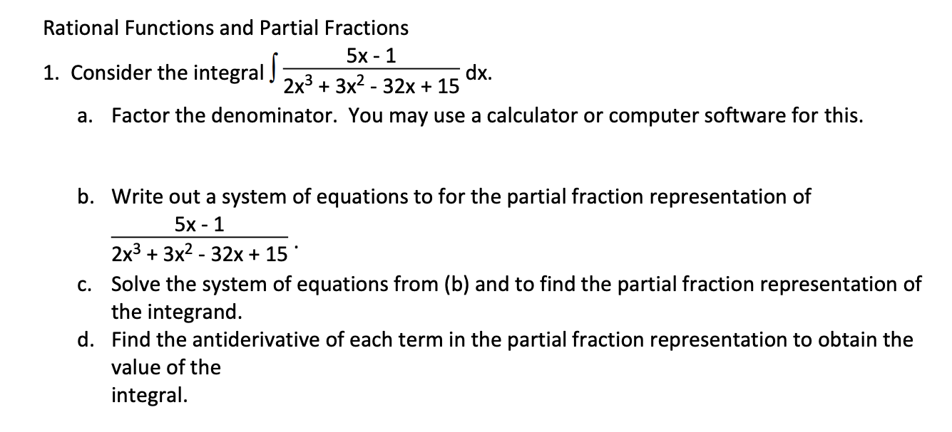 Solved Rational Functions and Partial Fractions 1. Consider | Chegg.com